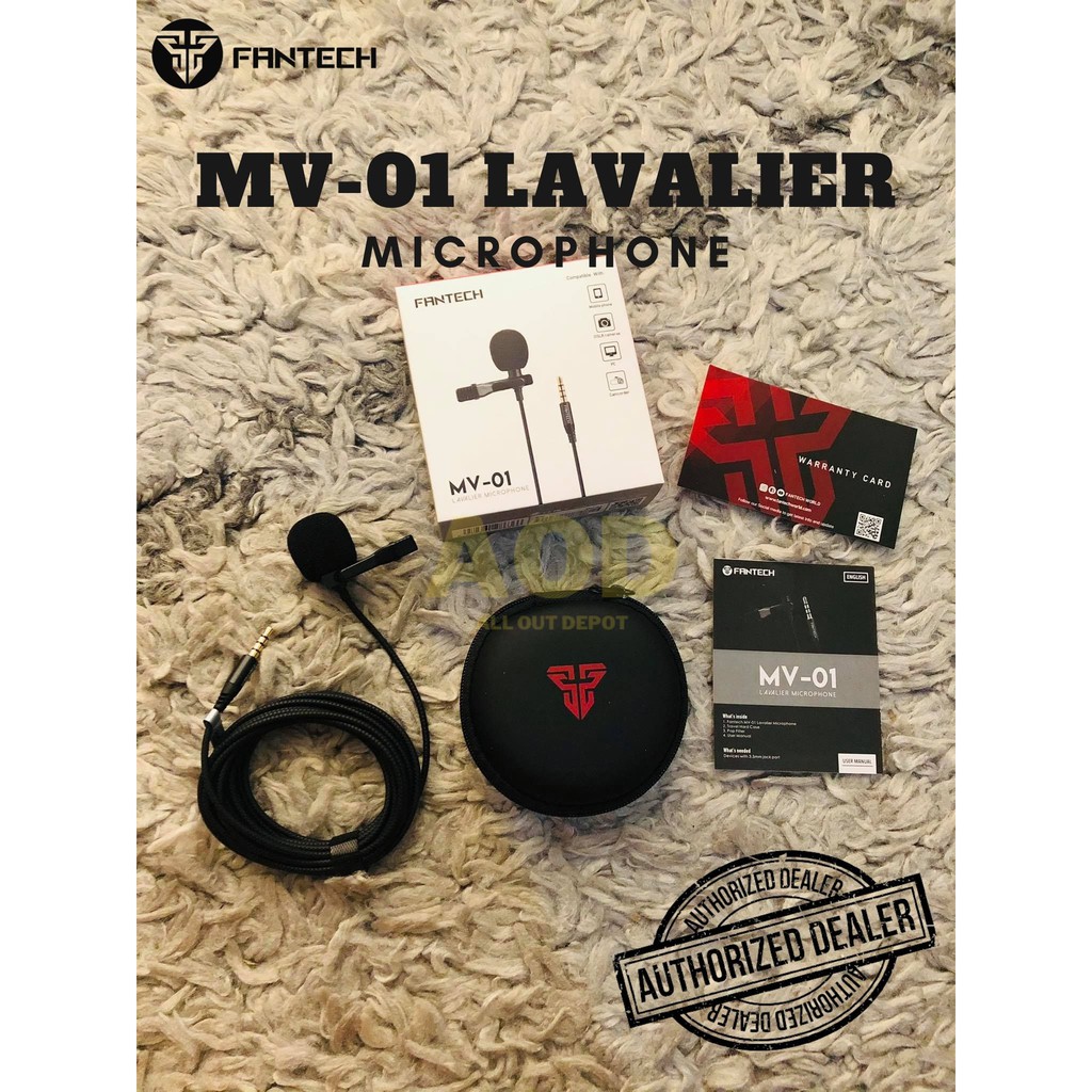 Fantech MV01 Lavalier Microphone Lapel clip on wired 3.5m jack | Shopee ...