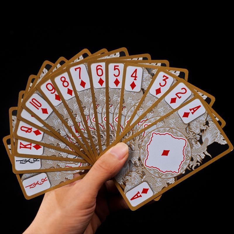 Q Waterproof Transparent Pvc Poker Gold Edge Playing Cards Dragon Card ...