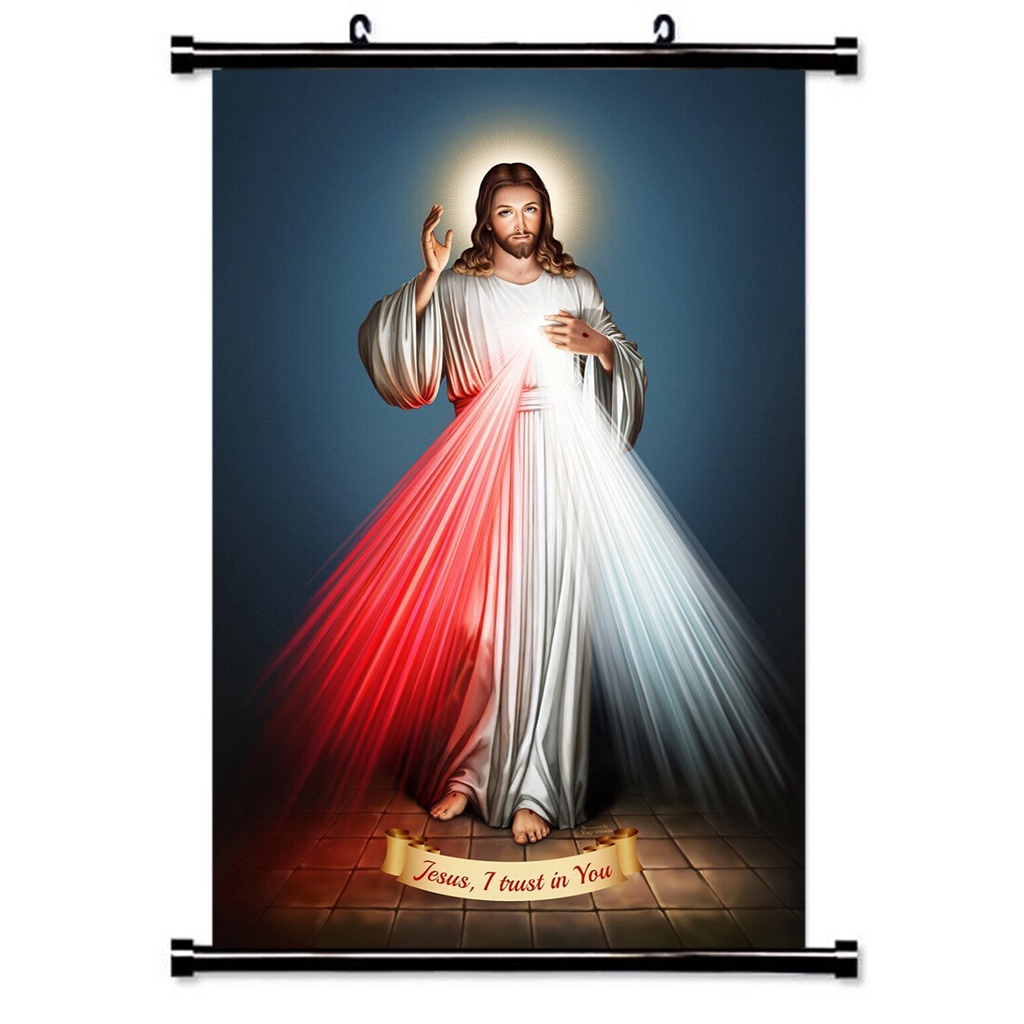 Divine Mercy Image Scroll Painting Canvas Vintage Poster and Prints ...