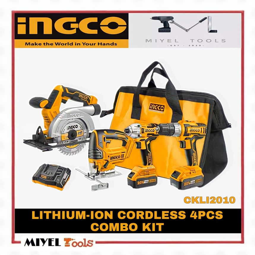 INGCO Lithium-Ion Cordless 4PCS COMBO KIT (CKLI2010) | Shopee Philippines
