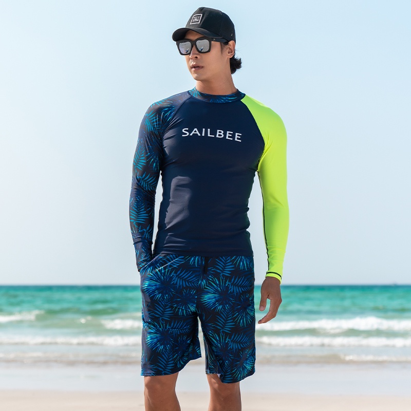 SAILBEE Men's UV Protect Surfing Rash Guard Long Sleeve Swimsuit ...