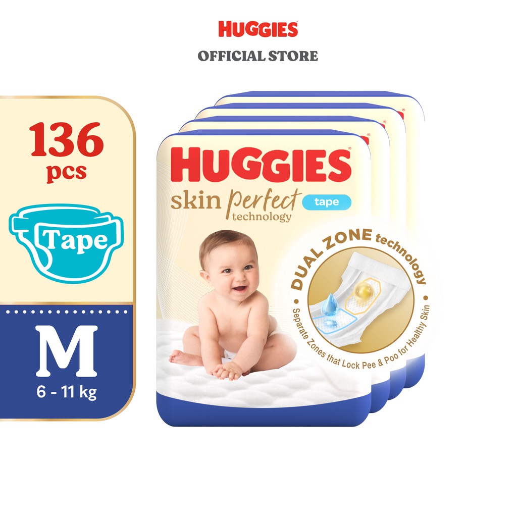 Huggies Skin Perfect Diaper - Medium 34 pcs x 4 packs (136 pcs ...