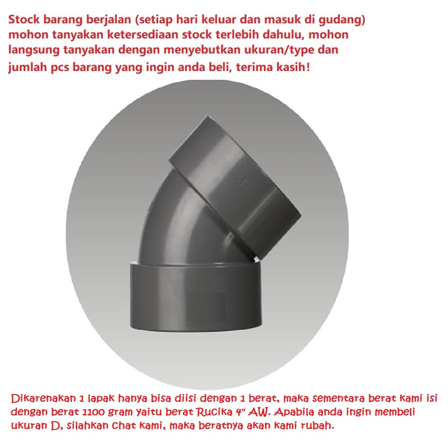 Elbow 45 degrees 3" 4" 3 4 inch Knee Keni PVC pipe CM rucika AW D can ...