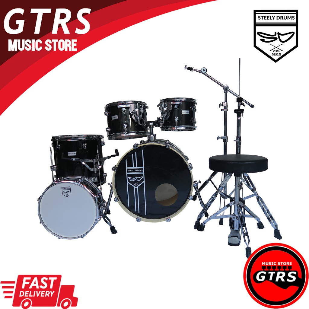 Steely Drums X-2 Drum Kit Heavy Duty with Floating Toms Suspensions ...