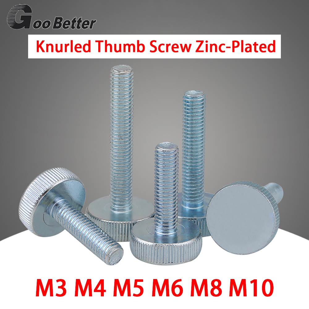 M3 M4 M5 M6 M8 M10 Knurled Thumb Screws Zinc-Plated Hand Turn Knob ...