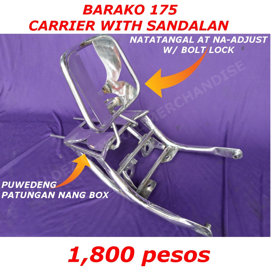 Barako 175 Carrier Backrest Stainless with Sandalan K Logo , Hindi ...