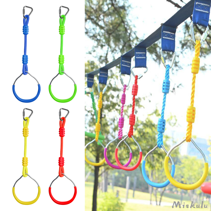 Swing Bar Gymnastic Rings Colorful Backyard Outdoor Obstacle Monkey ...
