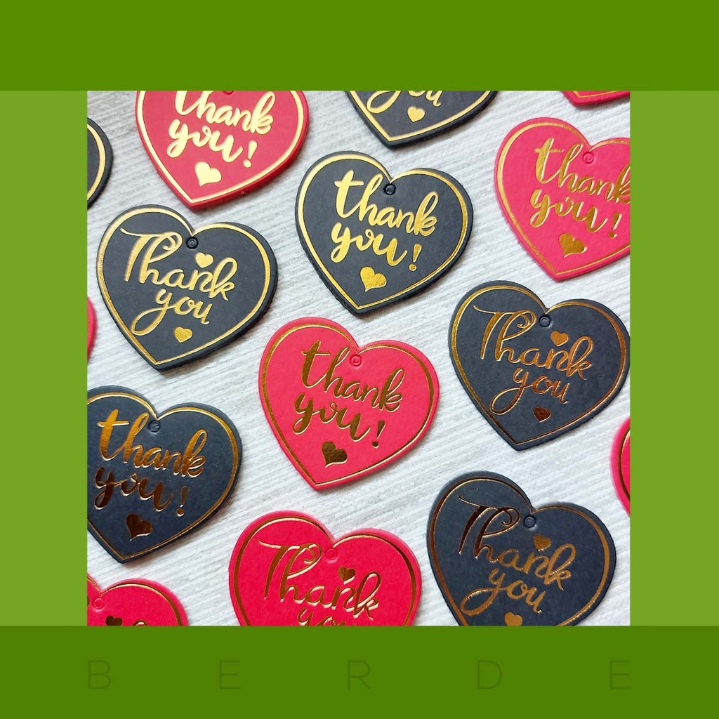 Heart Kraft Tags Red and Black - Thank you Tags - Gold Embossed - 25pcs ...
