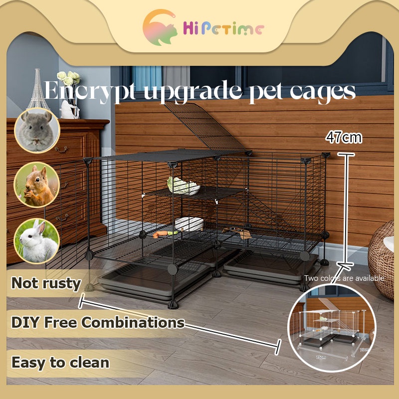 L-type single layer with tray encrypted mesh small pet cage suitable ...