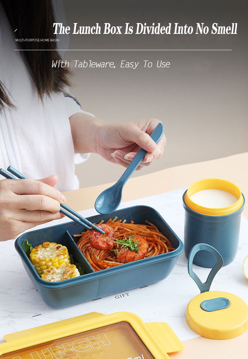 Microwave oven special lunch box compartment with cutlery Portable ...