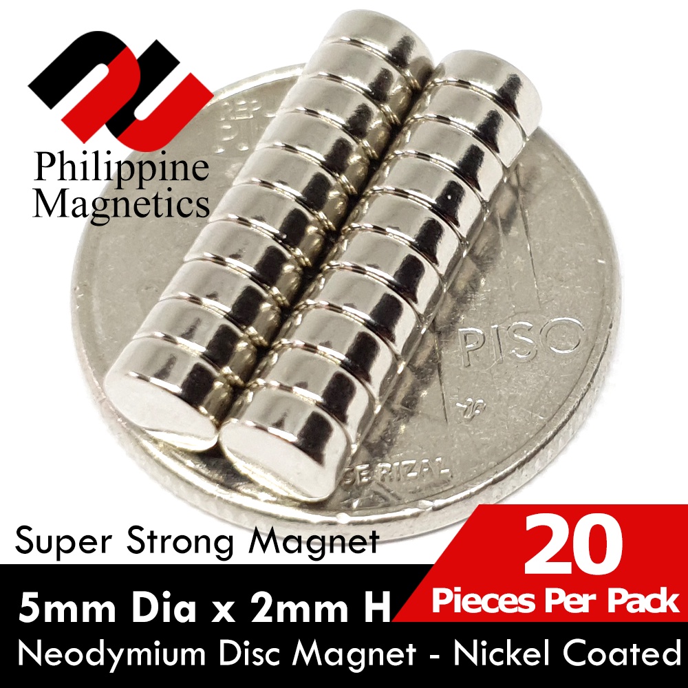 20 Pieces 5mm Diameter x 2mm Super Strong Neodymium Permanent Round ...