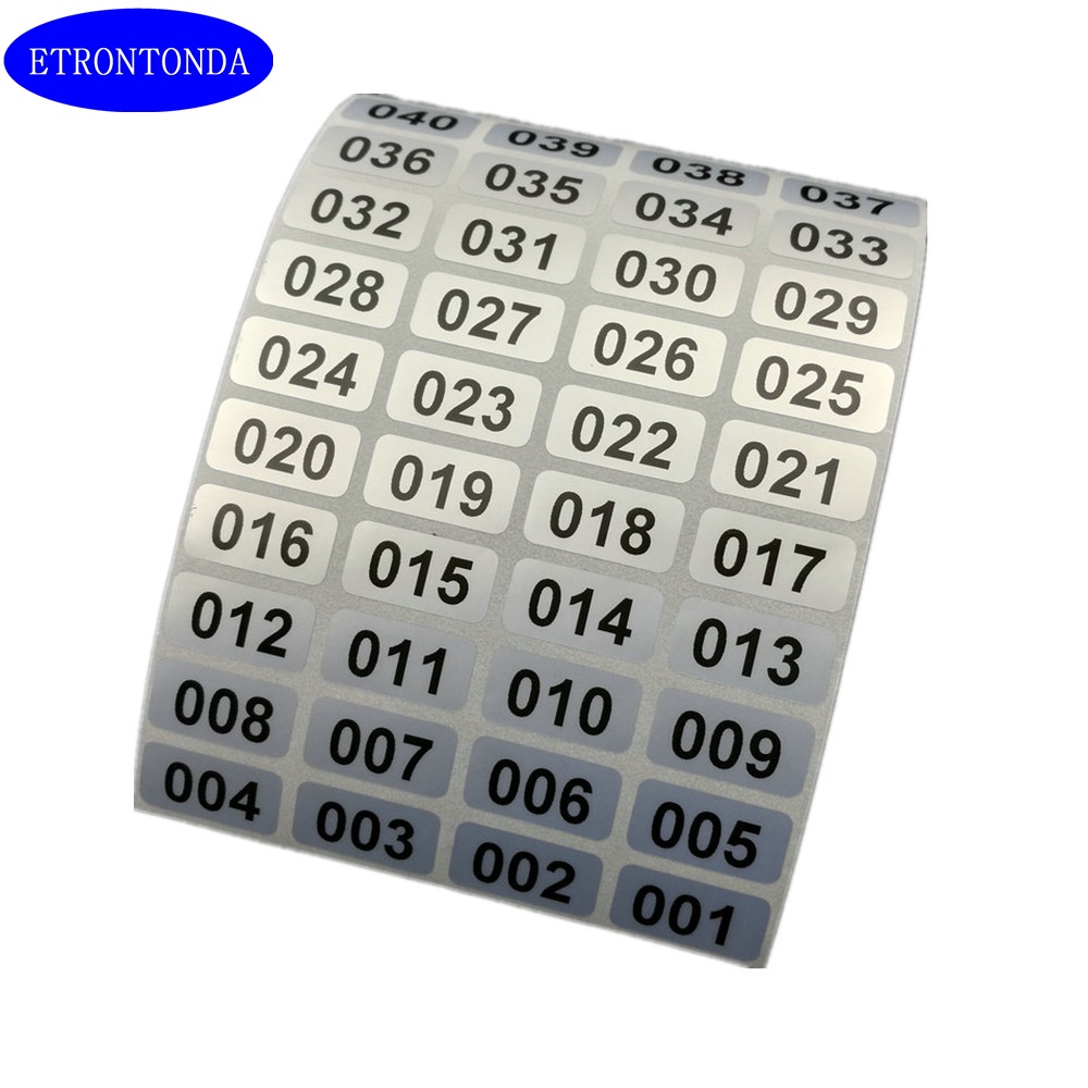 1000 Silver Consecutive Number Inventory Stickers 001 to 10000 For ...