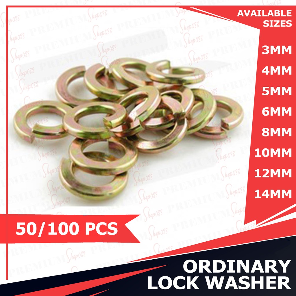 25/50/100pc Ordinary Lock Washer M3 M4 M5 M6 M8 M10 M12 1/8 3/15 1/4 5/16 3/8 1/2 Ord LW Gold ...