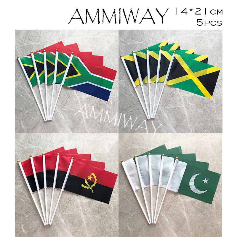 14x21cm 5pcs South Africa Jamaica Hand Flag Polyester Small Size Flying ...