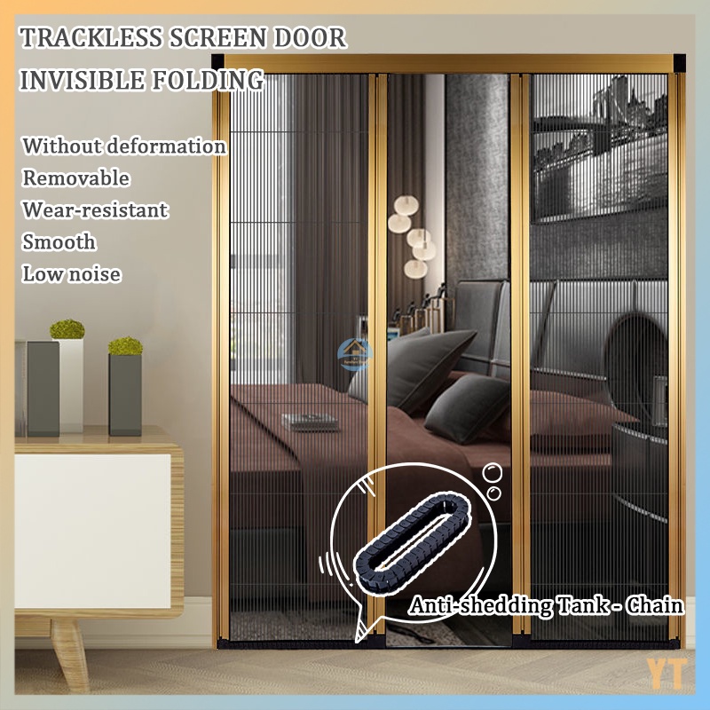 Trackless Screen Door Aluminum Alloy Mosquito-Proof Sliding Retractable ...