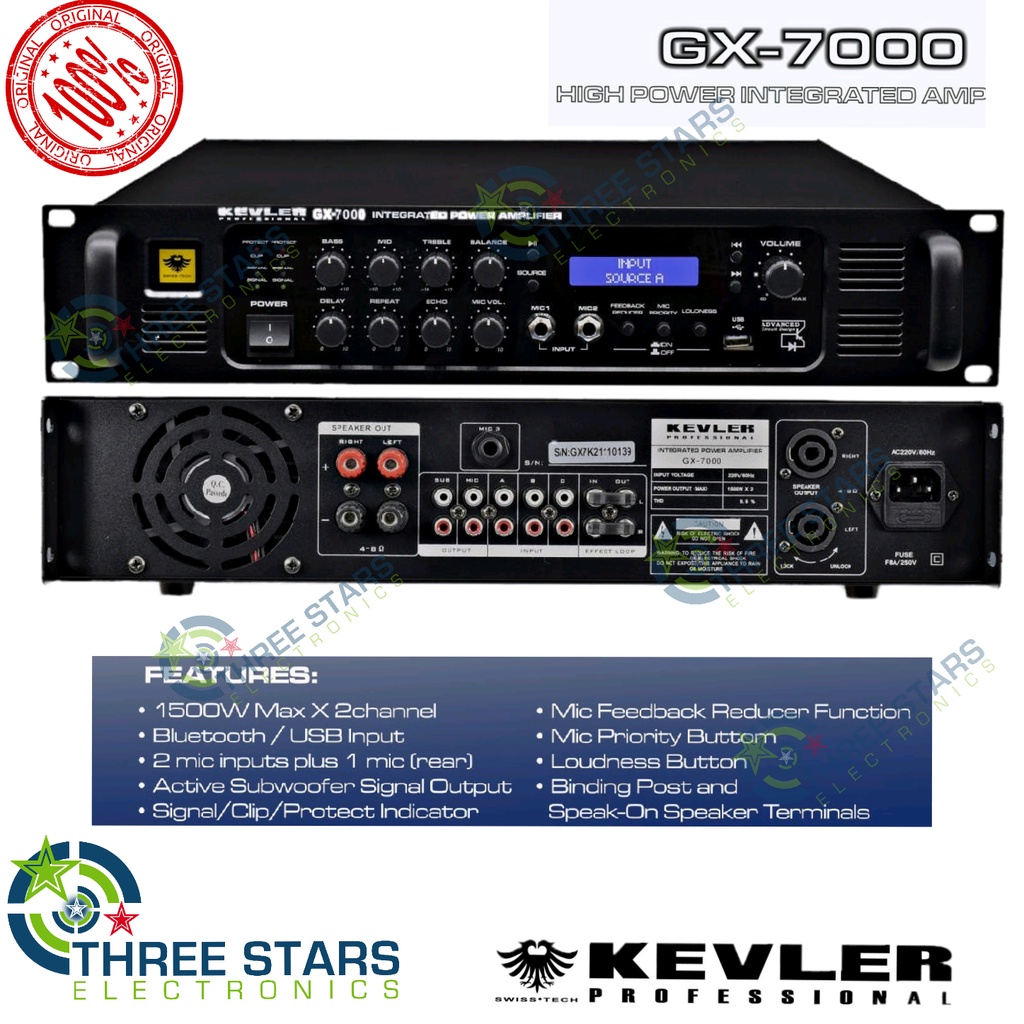 Kevler Pofessional GX-7000 High Power Integrated Amplifier 1500 watts ...