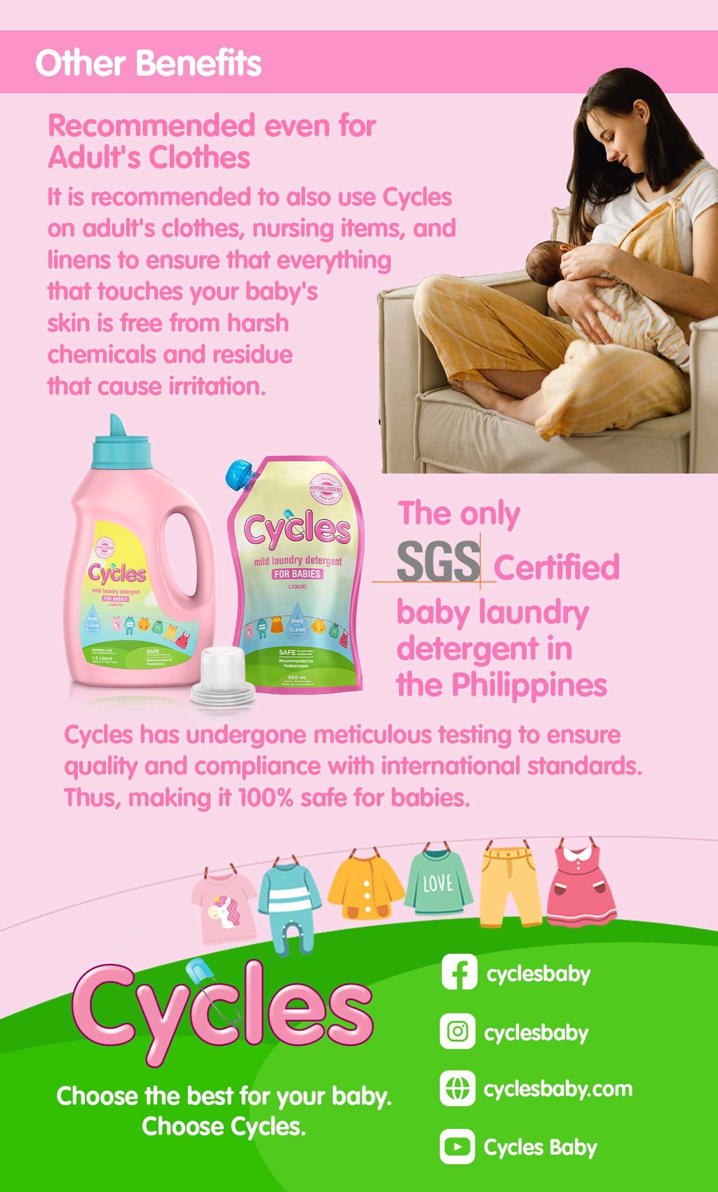 Cycles Baby Laundry Liquid Detergent (x3) - Hypoallergenic for Baby’s ...
