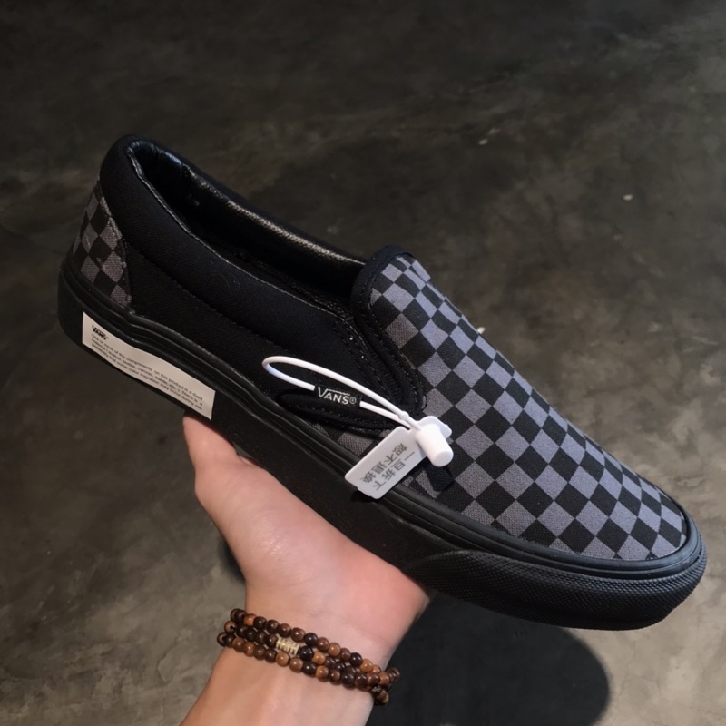 Vans Slip On Checkerboard Mono Black | Shopee Philippines