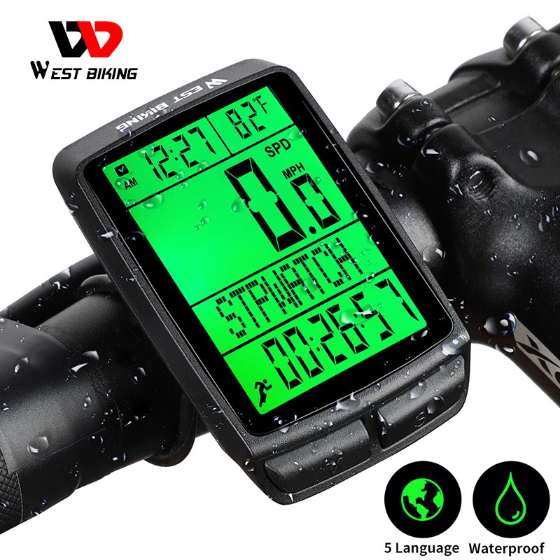 WEST BIKING Speedometer With 5 Language Light Wireless Led | Shopee ...
