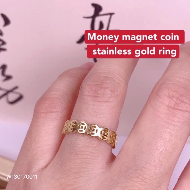 money magnet coin stainless gold ring | Shopee Philippines