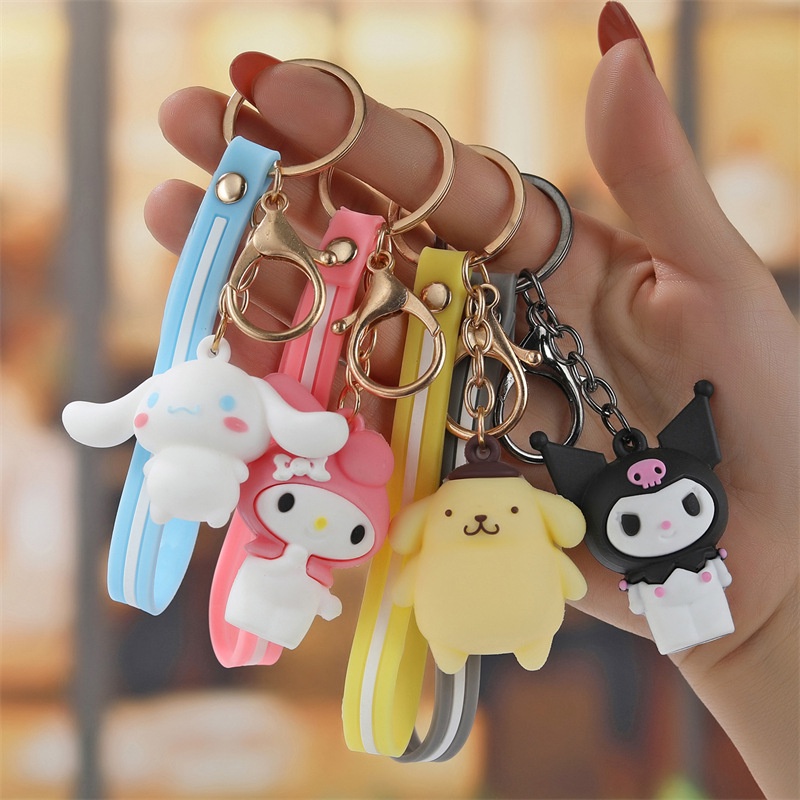 Sanrio Cute Bell Keychains HelloKitty Fashion Key Ring Kuromi Creative ...