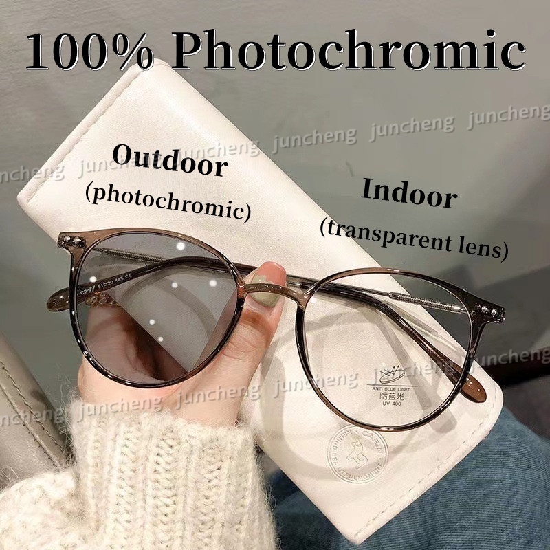Photochromic Anti Radiation Eyeglasses For Women Transition Metal Frame ...