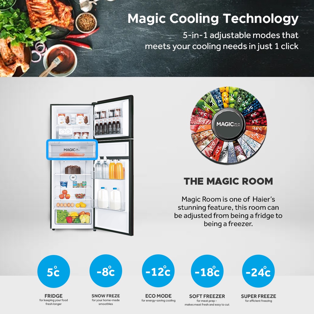 Haier HRF-IV330T (BGPH) 11.0 cu.ft./312L Magic Cooling No Frost Twin ...