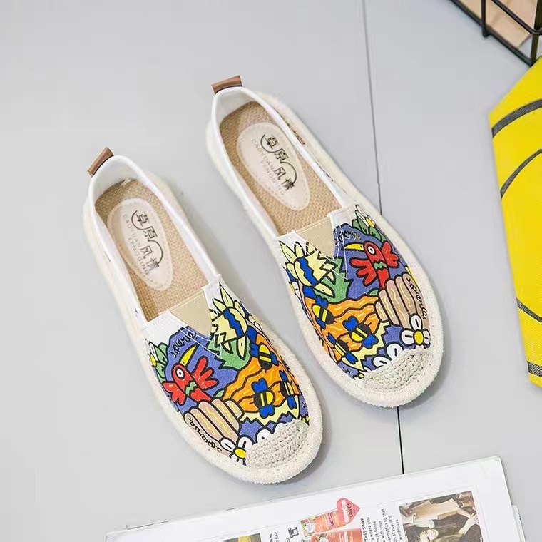 Toms Shoes Espadrille Shoes Canvas Shoes Round Toe Women Shoes | Shopee ...