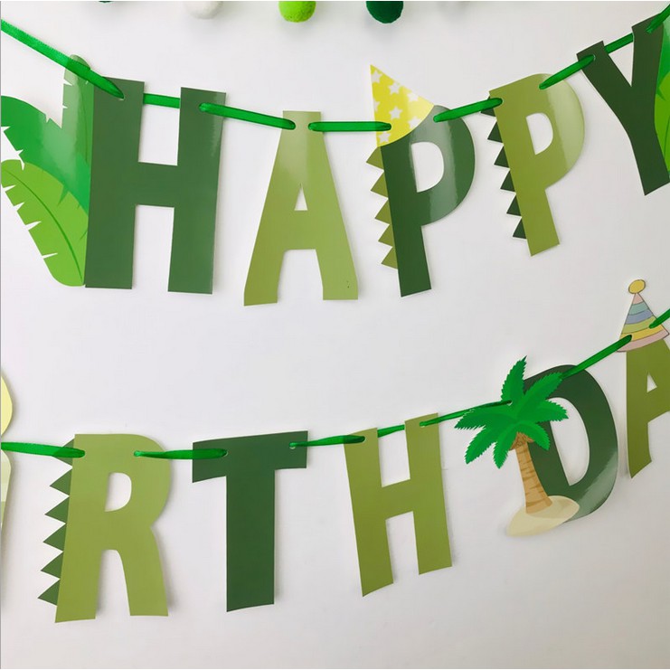 Dinosaur happy birthday dinosaur banner dinosaur banner forest theme ...