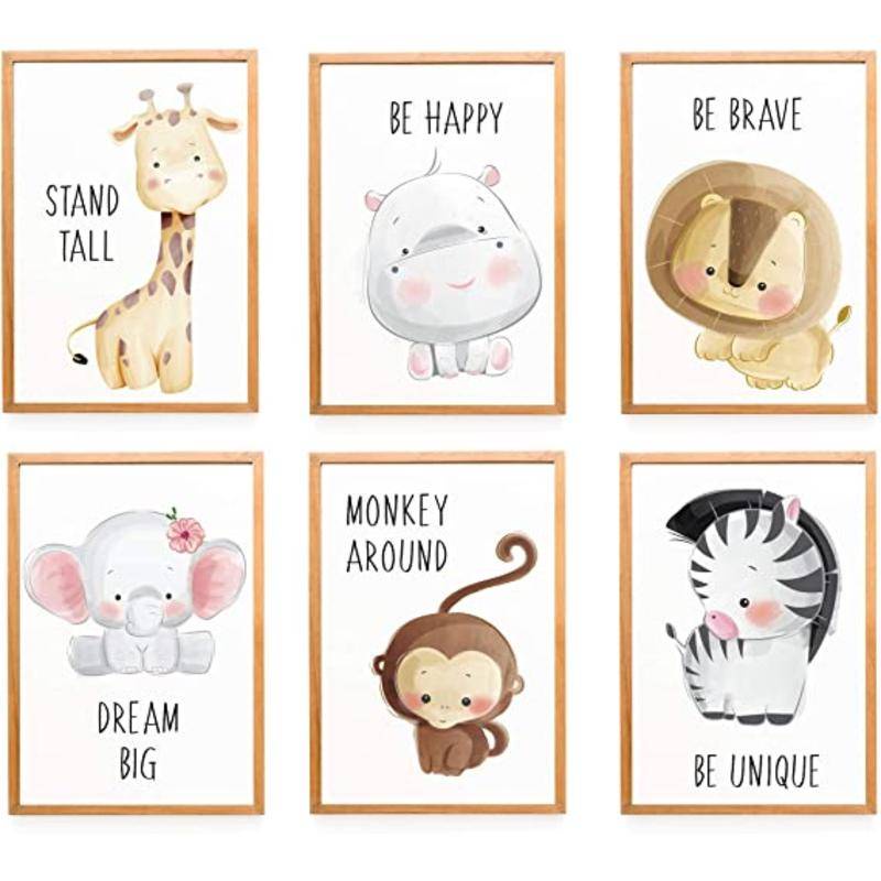 Poster decorated baby room cute animals wall art canvas painting kids ...