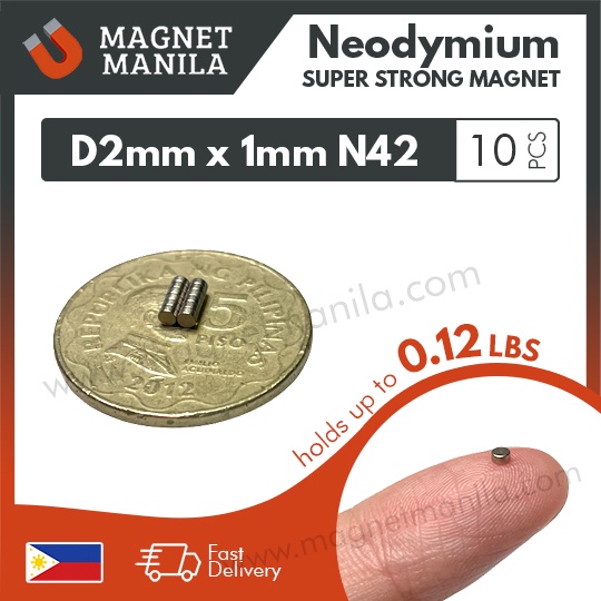 Magnet Manila 10 Pcs. D2mm X 1mm Neodymium Magnet N42 Super Strong Rare ...