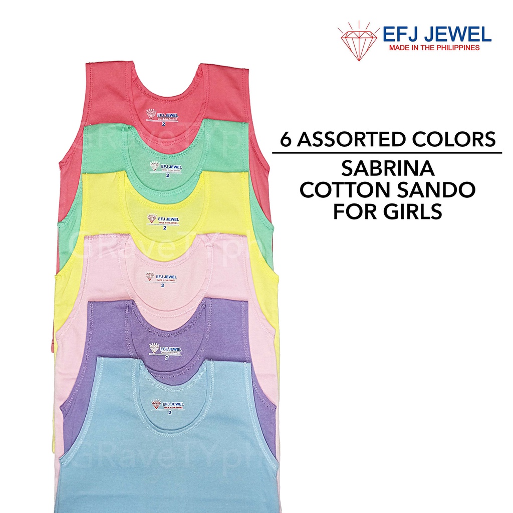 3pcs. or 6pcs. Sabrina Assorted Colored Cotton Sando for Girls - EFJ ...