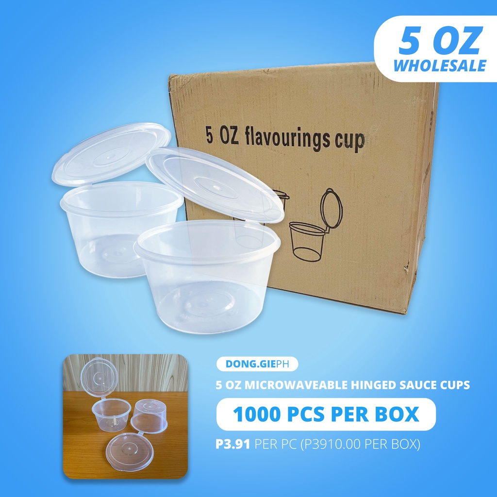 [WHOLESALE] 5oz Microwaveable Hinged Sauce Cups Container (1000 pcs ...