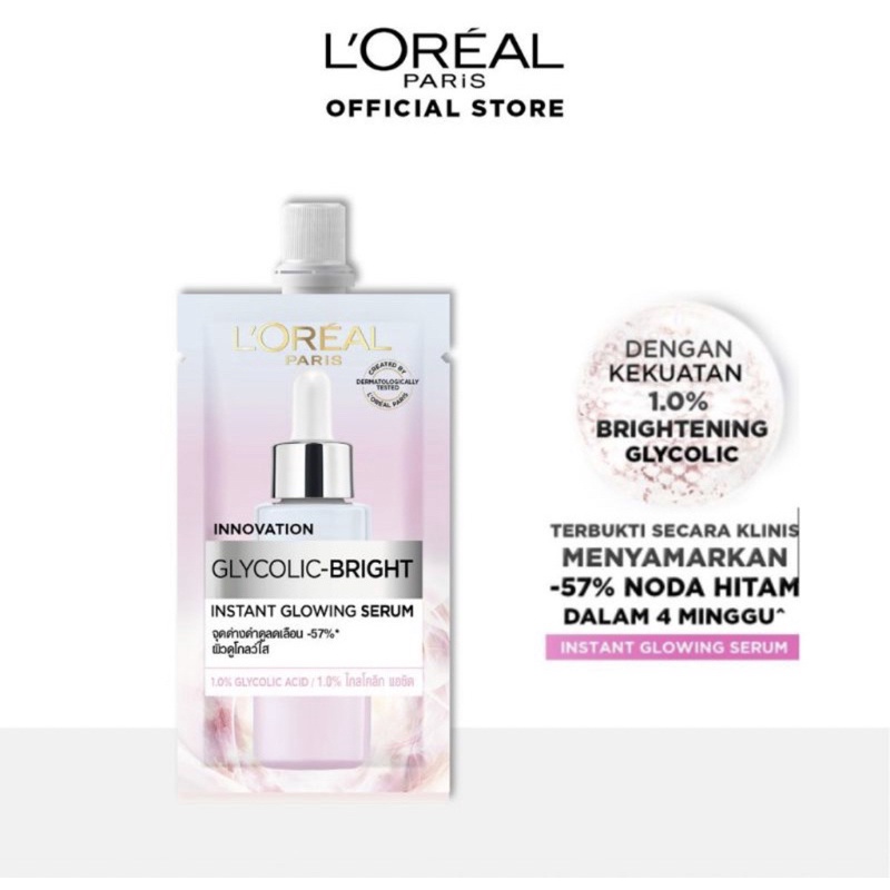 Loreal Glycolic Bright Serum/ Day/Night Sachet (travel size) | Shopee ...