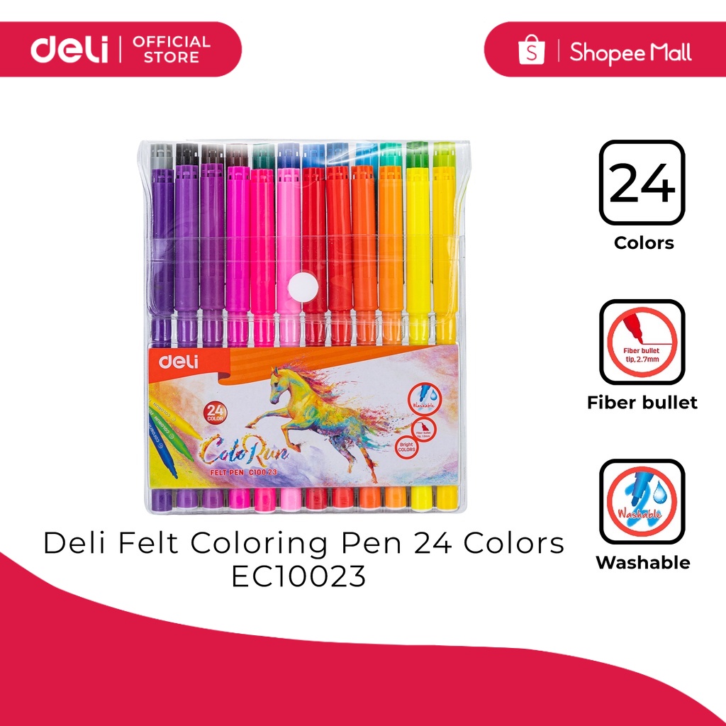 Deli EC10023 Felt Coloring Pen 24 Colors 1SET 7533C10023 | Shopee ...