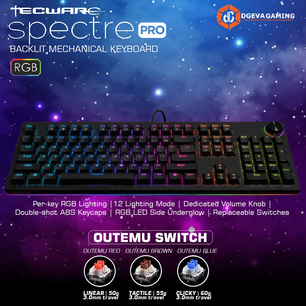Tecware Specter Pro Fullsize Rgb Underglow Mechanical Gaming Keyboard ...