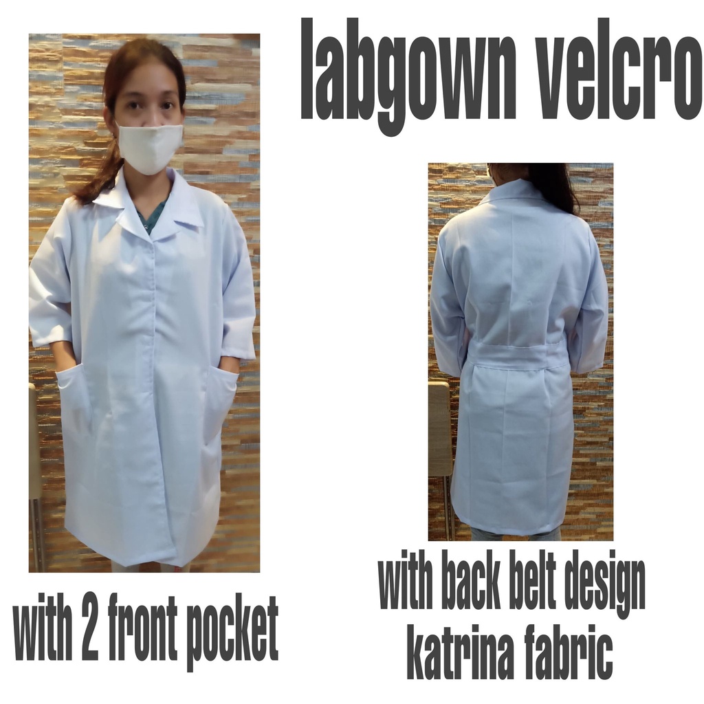 Laboratory Gown white katrina labgown velcro opening 2pocket | Shopee ...