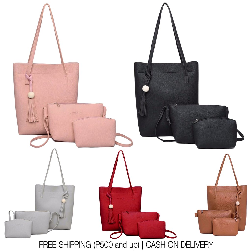 3 in 1 Jingpin Leather Tote Shoulder Bag | Shopee Philippines
