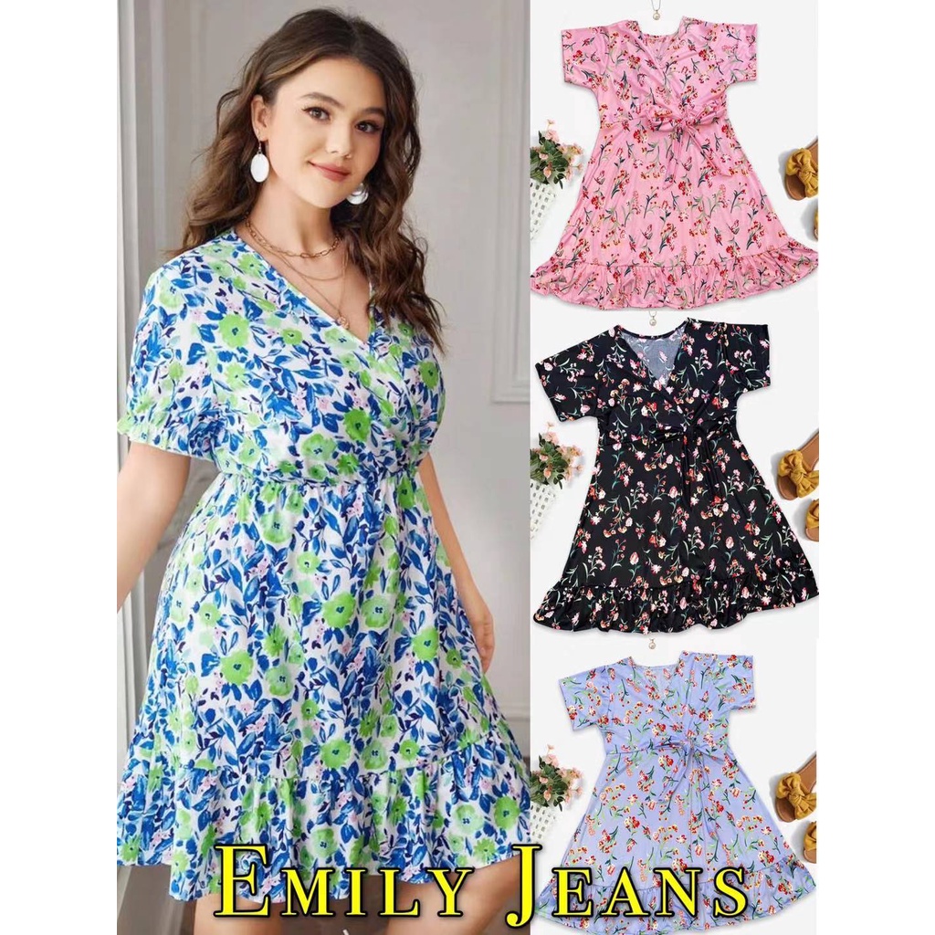 EMILY Overlap Floral Midi Dress PLUS SIZE XXL Sexy Elegant Casual Dress ...