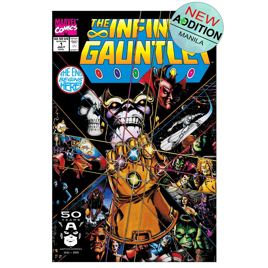 INFINITY GAUNTLET - MARVEL COMICS COVER 1991 Large 33cm x 50cm | Shopee ...