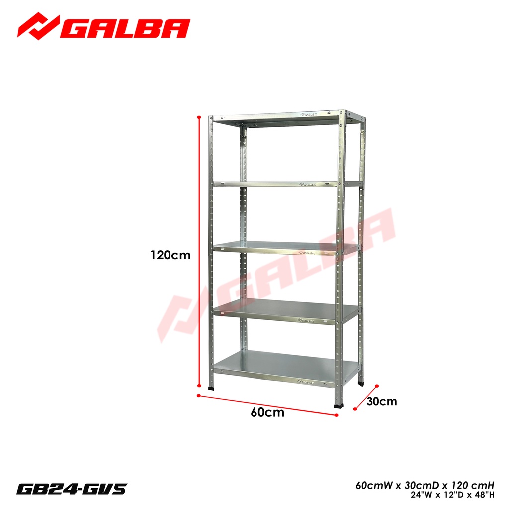 GB24 Galvanized Storage Shelves 3, 4 and 5 Layers Adjustable Metal Rack ...