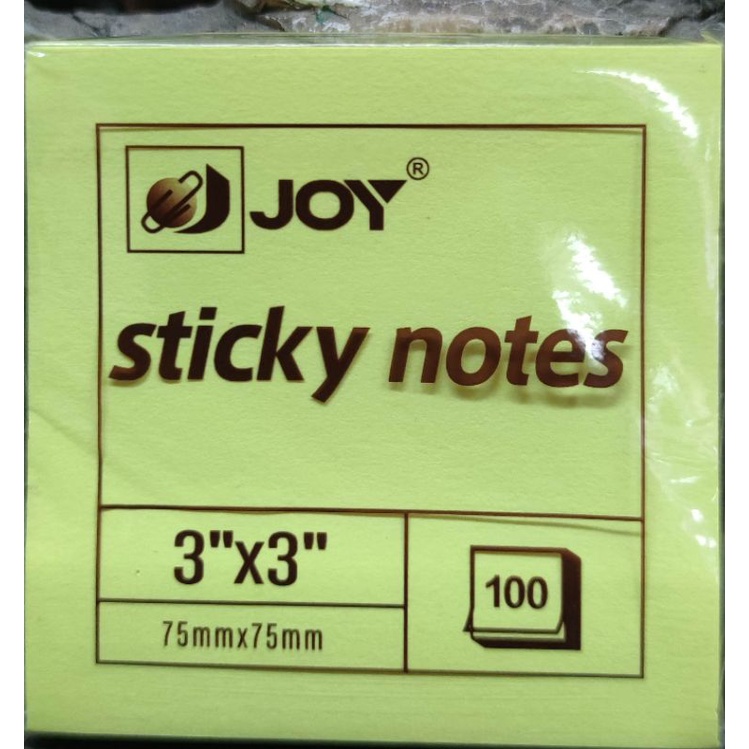 Joy Sticky Notes 3x3 inches 75x75mm 100 pieces | Shopee Philippines