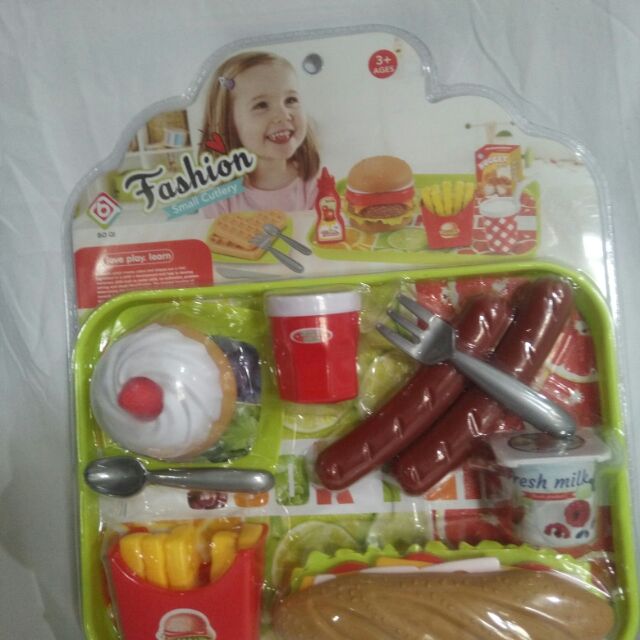 Fashion small cutlery set pretend toys w/hotdog | Shopee Philippines
