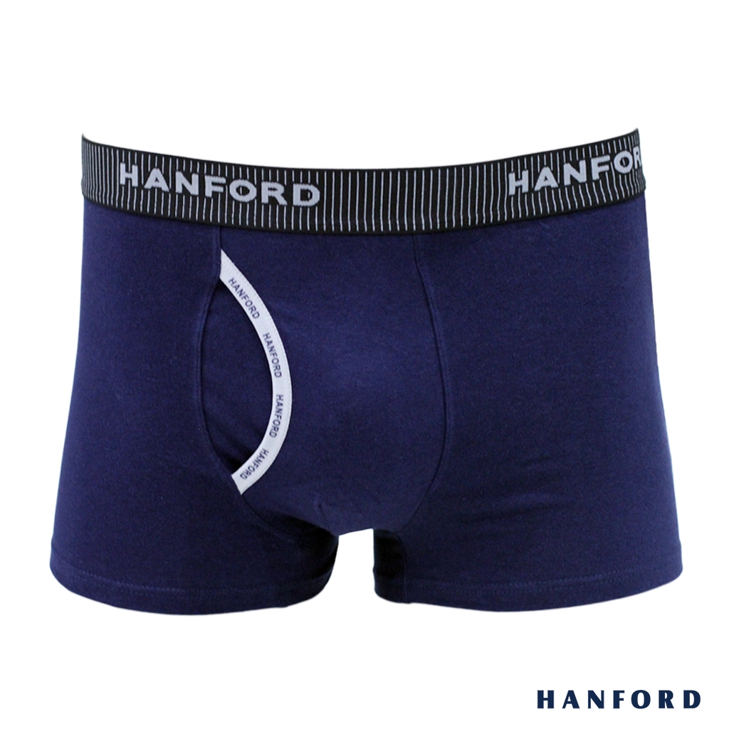 Hanford Men Cotton w/ Spandex Boxer Briefs w/ Fly Opening Fenton - Navy ...