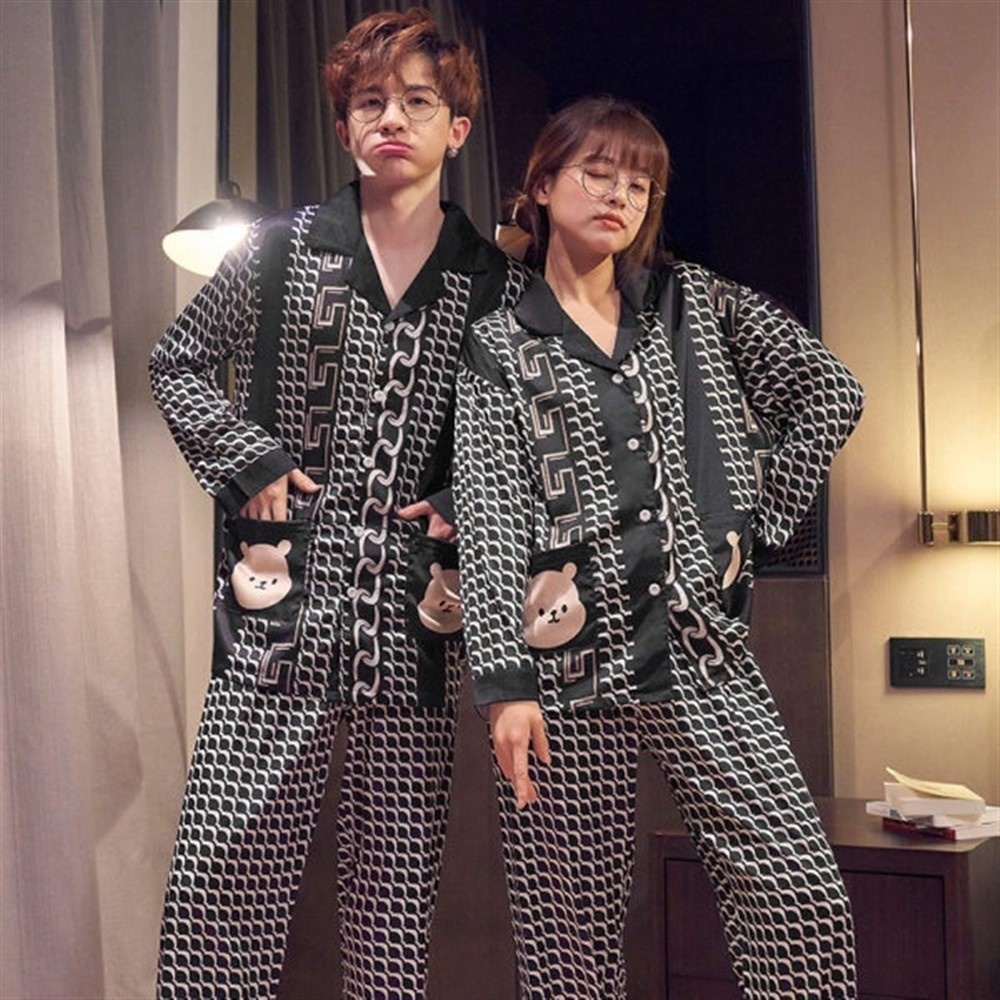 Qvgty66 Tom And Jerry Plus Size Couple Silk Satin Pajamas Men Autumn ...