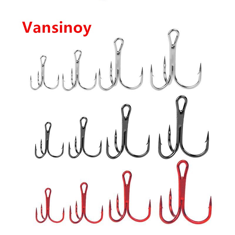 Vansinoy 20pcs/box Fishing Hook 2#4#6#8# Hi-Carbon Steel Sharp Treble ...
