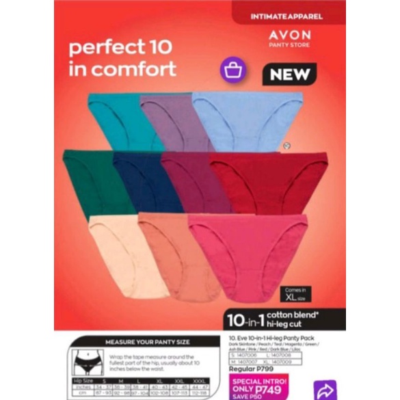 Avon EVE 10-IN-1 COTTONBLEND HI LEG PANTY PACK | Shopee Philippines