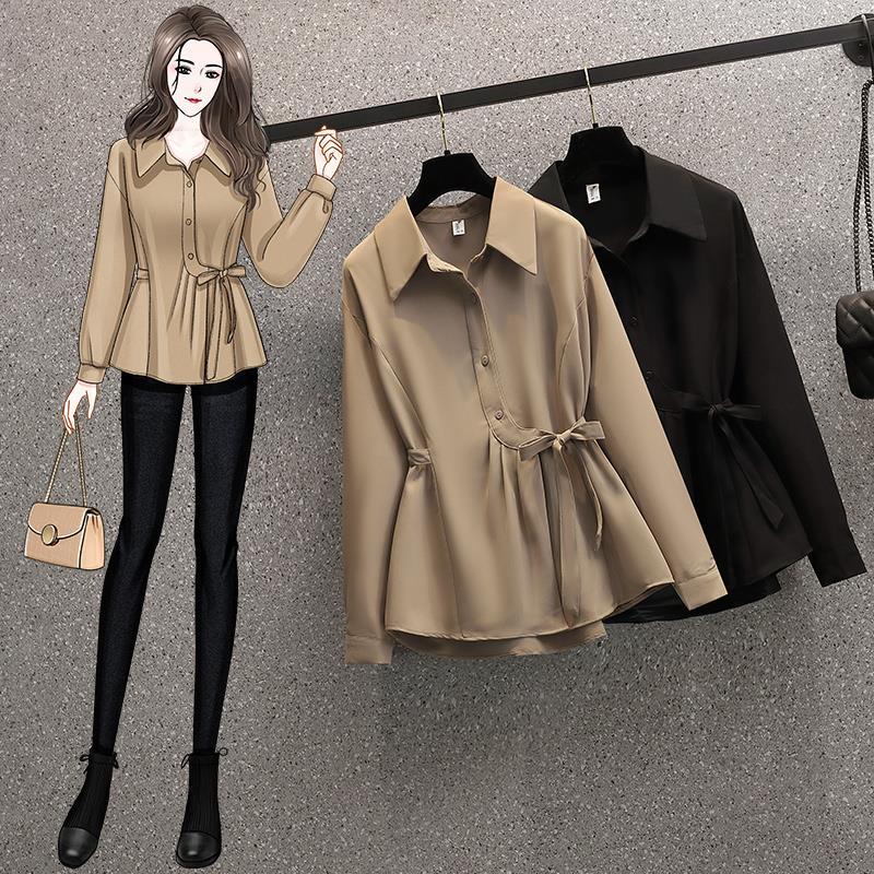 Plus Size Women Spring Autumn Clothing Fashion Thin Tops Waist Shirts ...