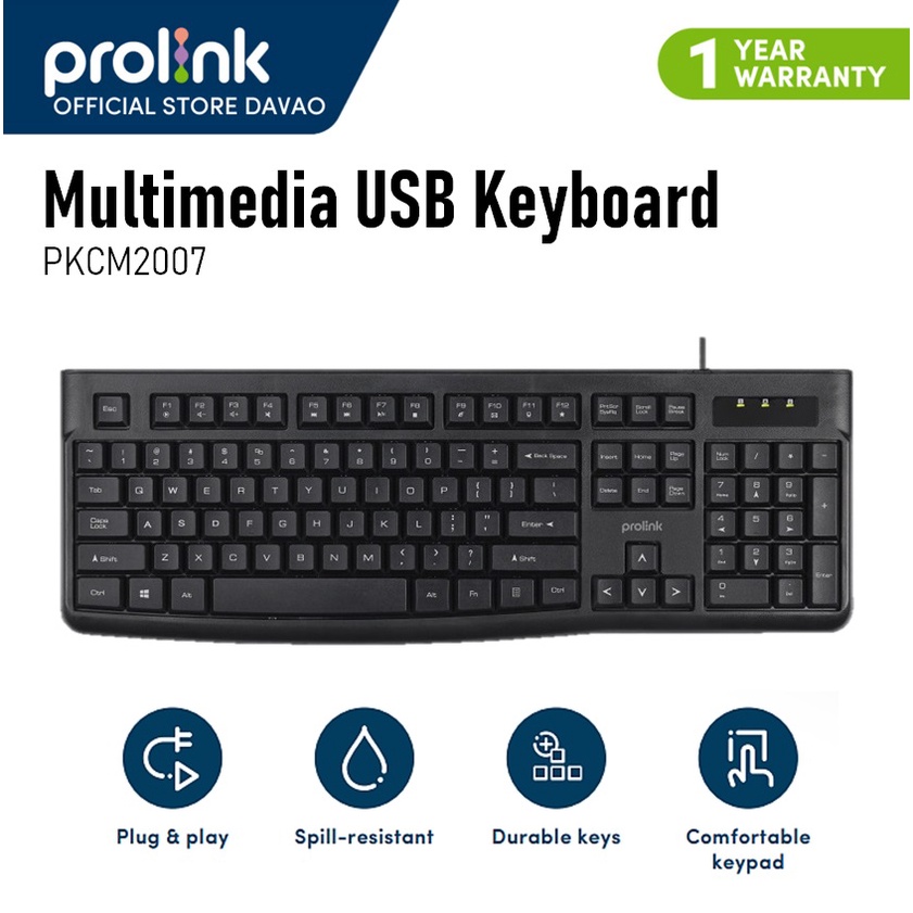 PROLiNK PKCM-2007 Keyboard with Multimedia Hot Keys For Laptop ...