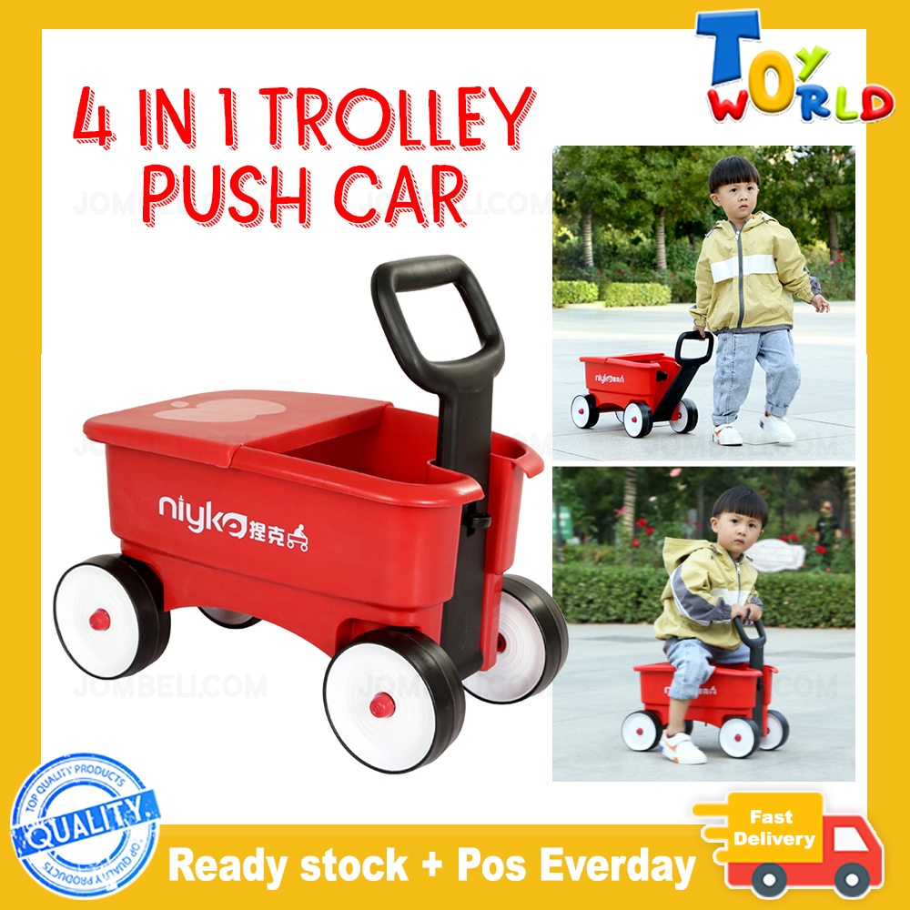 4 IN 1 TROLLEY PUSH CAR baby kids cozy ride on Toy Wagon | Shopee ...